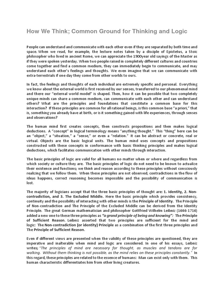 How We Think (Introduction) | PDF | Logic | Thought