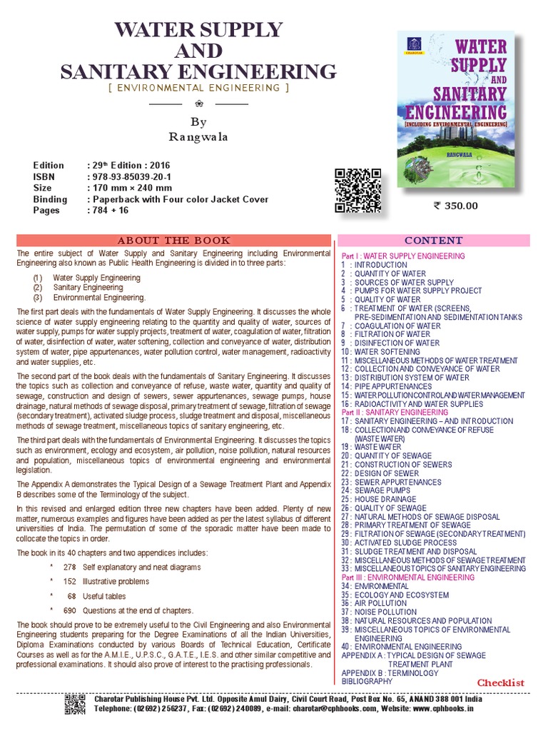 Water Supply and Sanitary Engineering Guidebook | PDF | Sewage ...