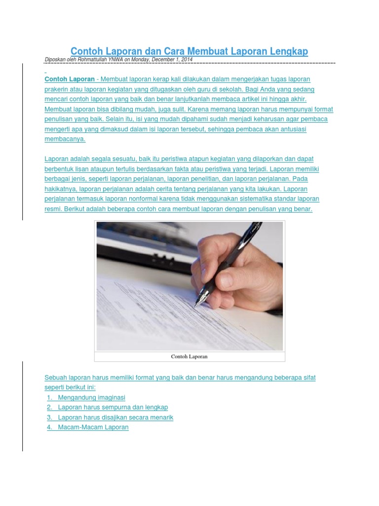 Contoh Laporan Dan Cara Membuat Laporan Lengkap | PDF | Karier ...