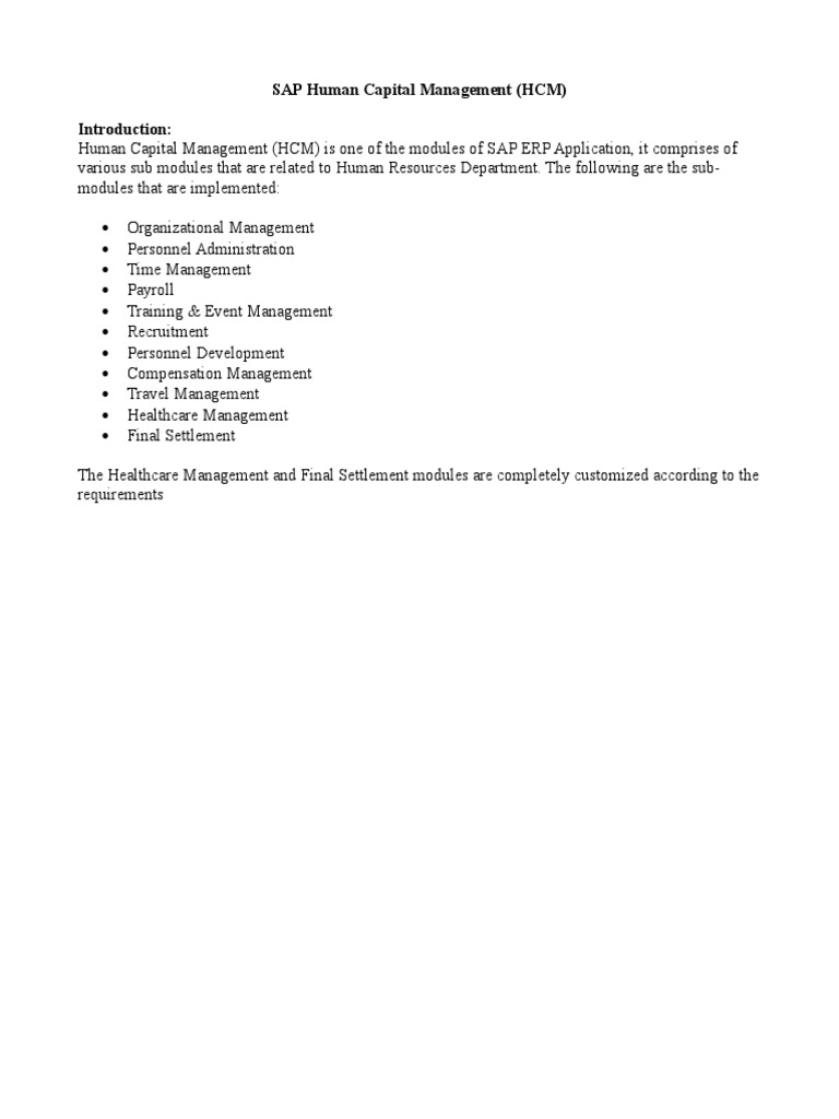 SAP Human Capital Management (HCM) | PDF