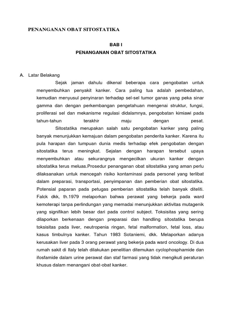 Penanganan Obat Sitostatika Di Rumah Sakit | PDF