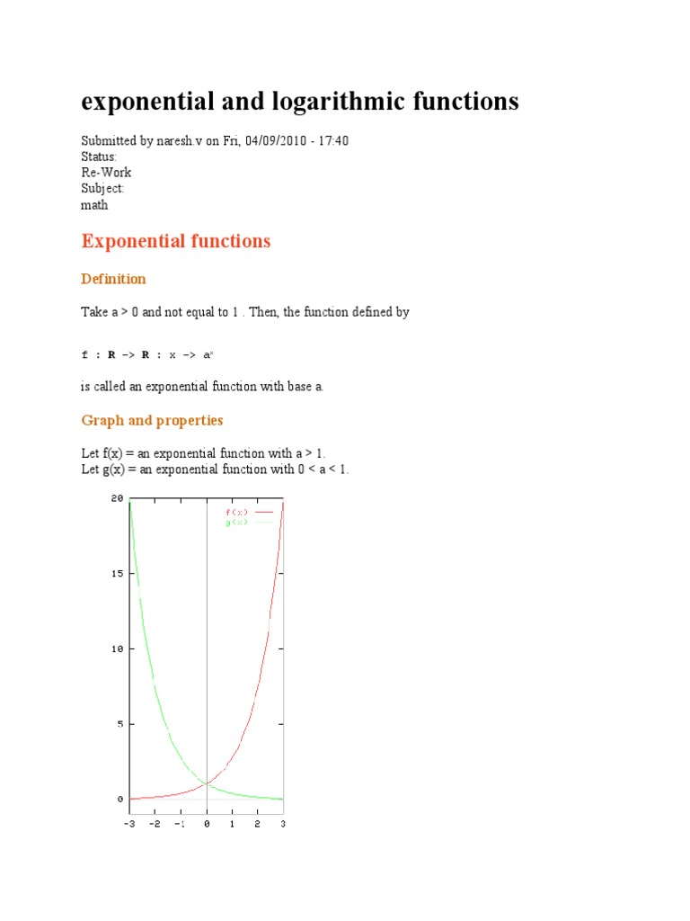 Exponential and Logarithmic Functions | PDF | Logarithm | Exponentiation
