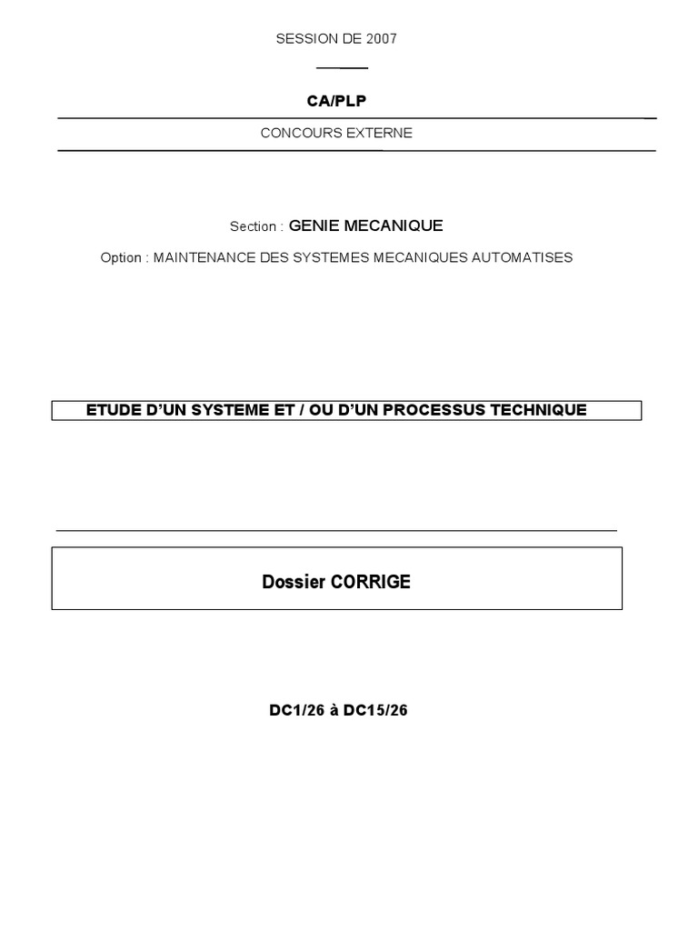 QCM Avec R 233 Ponses MAINTENANCE DES SYSTEMES MECANIQUES AUTOMATISES WWW Cours-Electromecanique ...