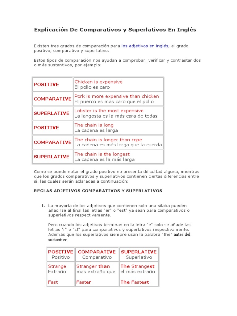 Comparativos y Superlativos en Inglés | PDF | Adjetivo | Morfología