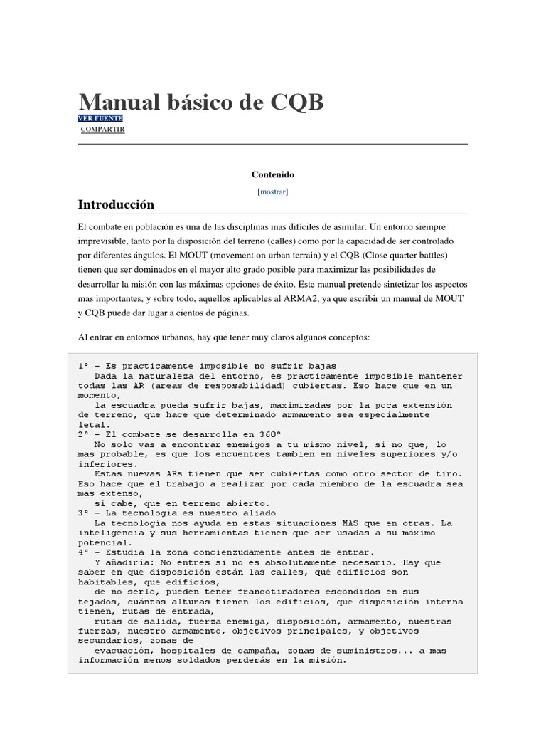 Manual Básico de CQB | PDF | Movimiento (física) | Tanques