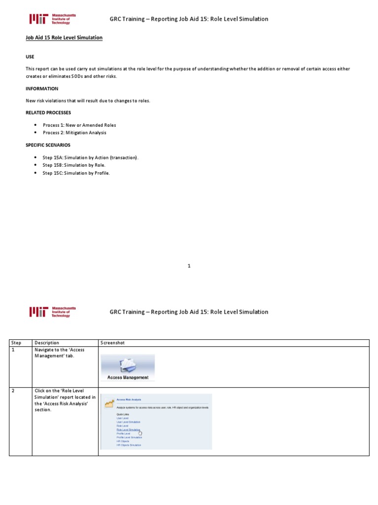 Role Level Simulation in GRC Reporting | PDF | Simulation | Business ...