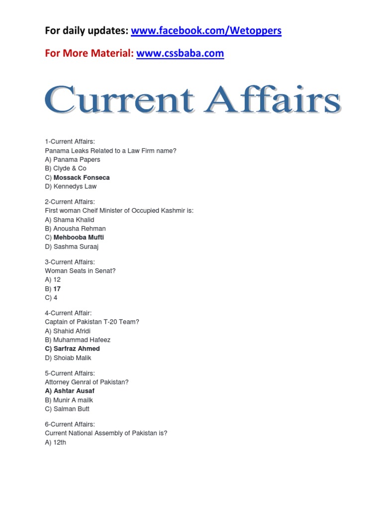 Current Afairs 2016 PDF | PDF