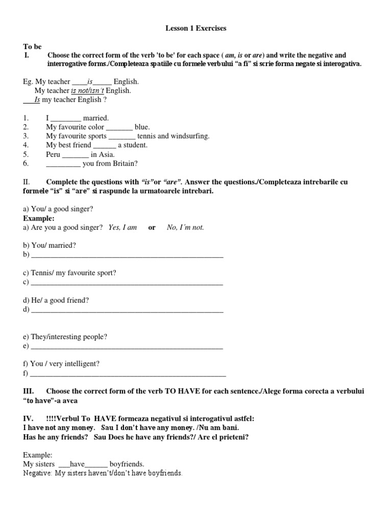 Lesson 1 Exercises | PDF