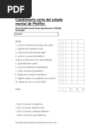 Escala SPMSQ de Pfeiffer: Evaluación Cognitiva | PDF