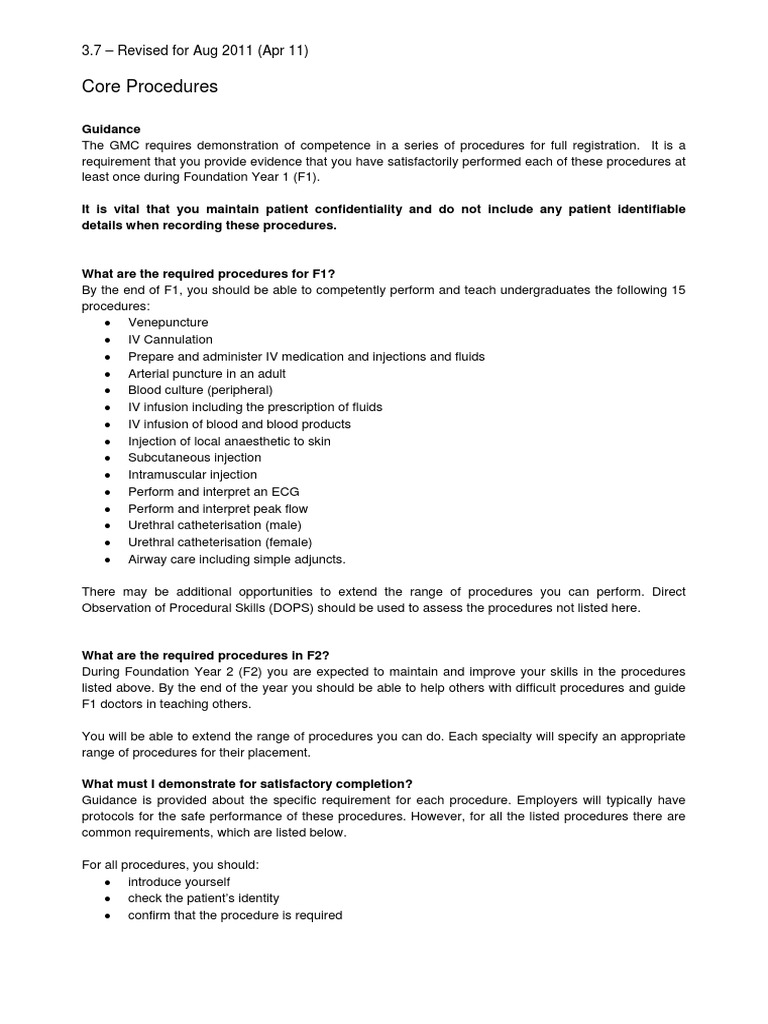 3 7 Core Procedures APR 2011 FINAL PDF | PDF | Intravenous Therapy ...