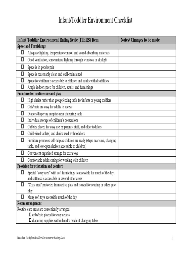 Infant-Toddler+Environment+checklist.pdf | Toys | Infants