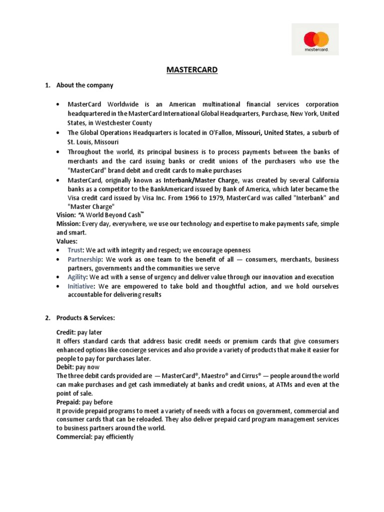 MasterCard GL Company | PDF | Master Card | Visa Inc.