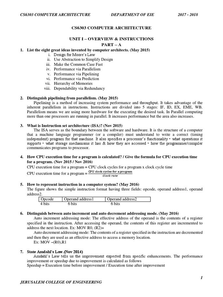 An Analysis of Instruction Formats, Addressing Modes, and Techniques to Improve Computer ...
