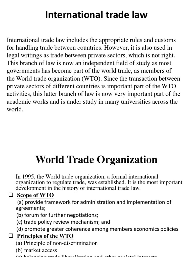 The Evolution of International Trade Law: From GATT to the World Trade ...