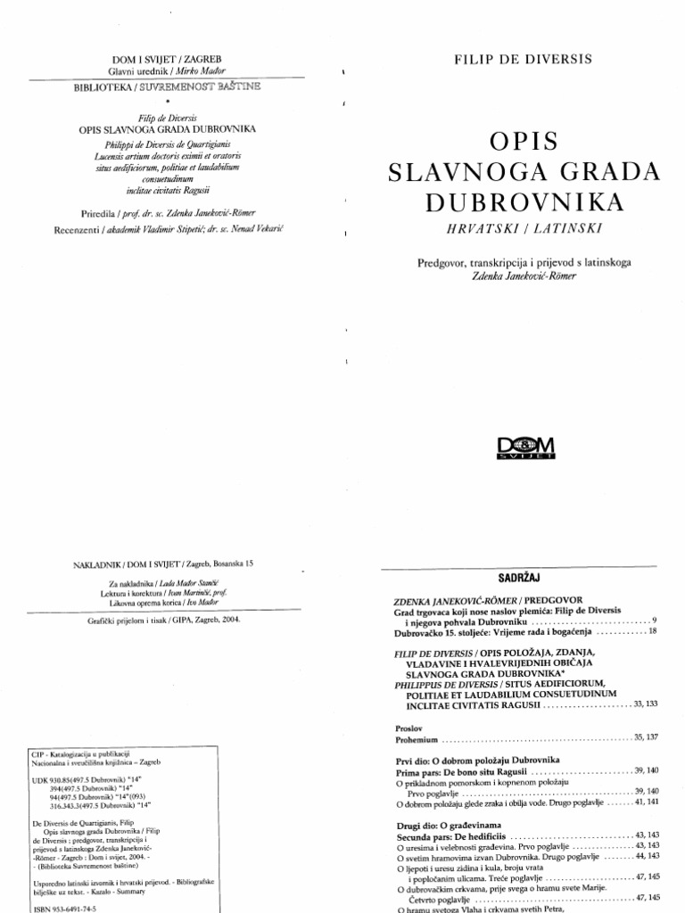 Filip de Diversis Opis Slavnoga Grada Du PDF | PDF