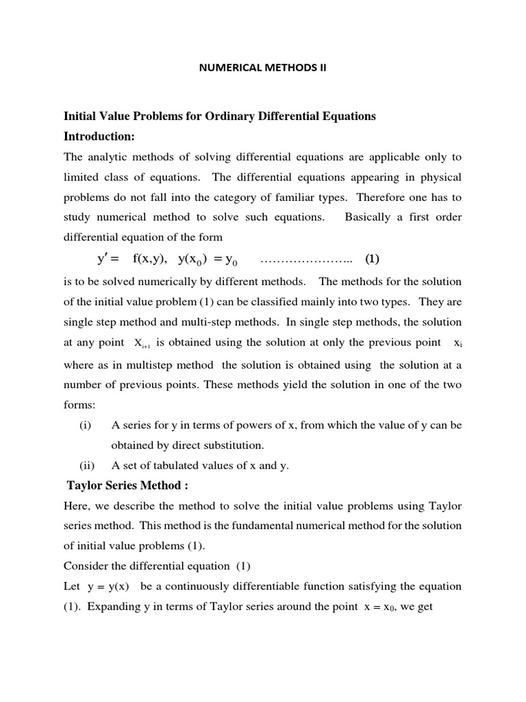 Numerical methods-II PDF | PDF