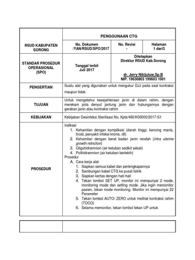 000 Yan Rsud Spo 2017 (Penggunaan CTG) | PDF