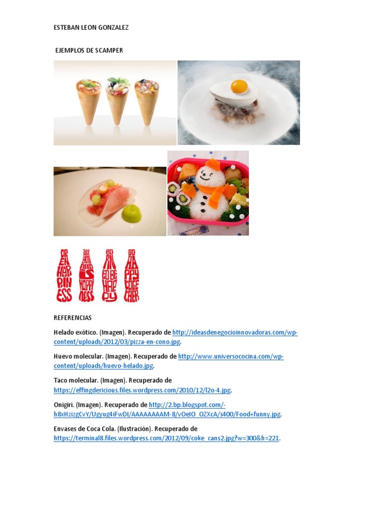 Ejemplos de Scamper | PDF | Comida rápida | Cocina