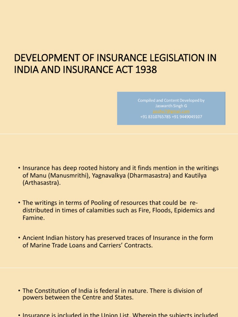 Chapter 1 Ic 14 Development of Insurance Legislation in India and ...
