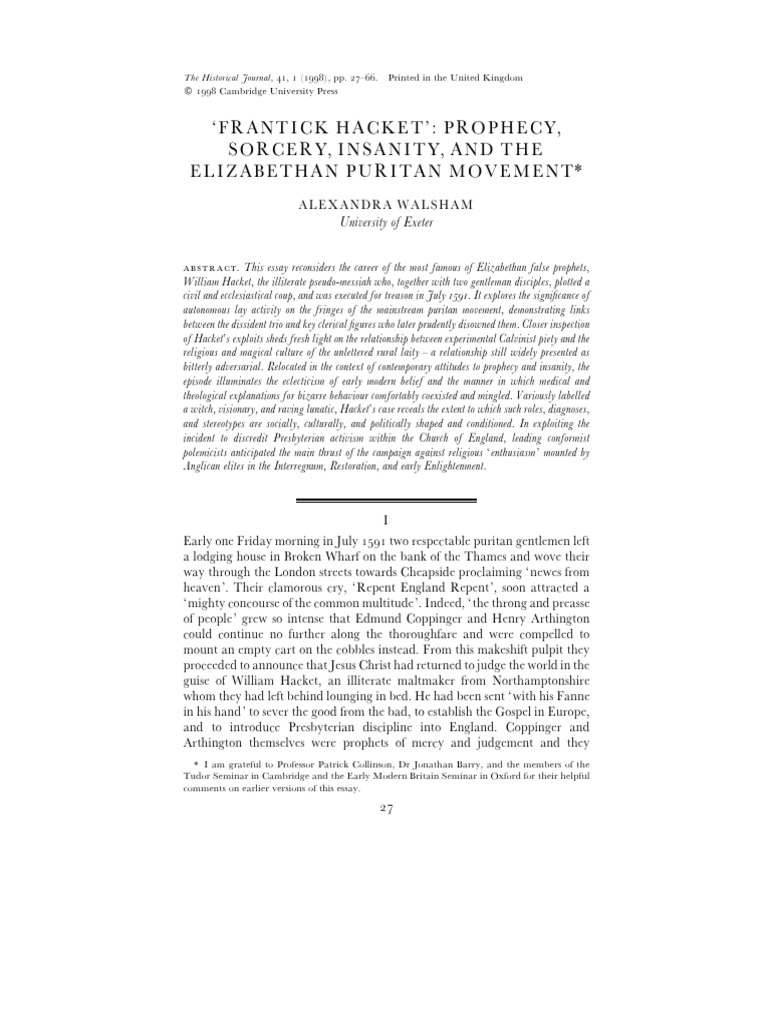 Elizabethan Puritan Movement PDF | PDF | Protestant | Religion And Belief