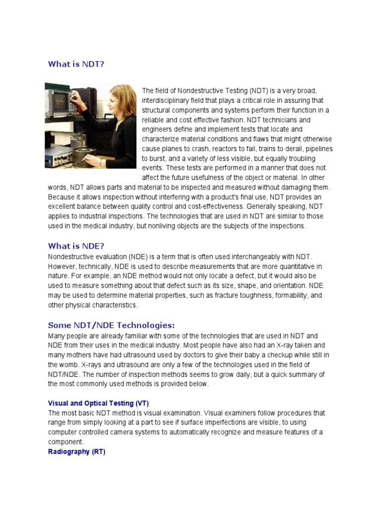 What Is NDT?: Visual and Optical Testing (VT) | Download Free PDF ...