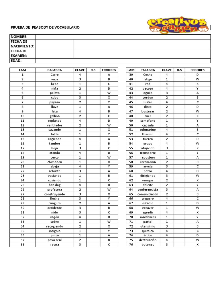 Prueba de Peabody de Vocabulario | PDF | Deportes