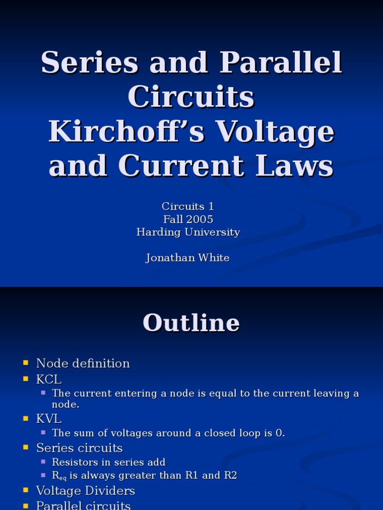 Lecture 3 Series and Parallel KVL KCL | PDF | Series And Parallel Circuits | Resistor