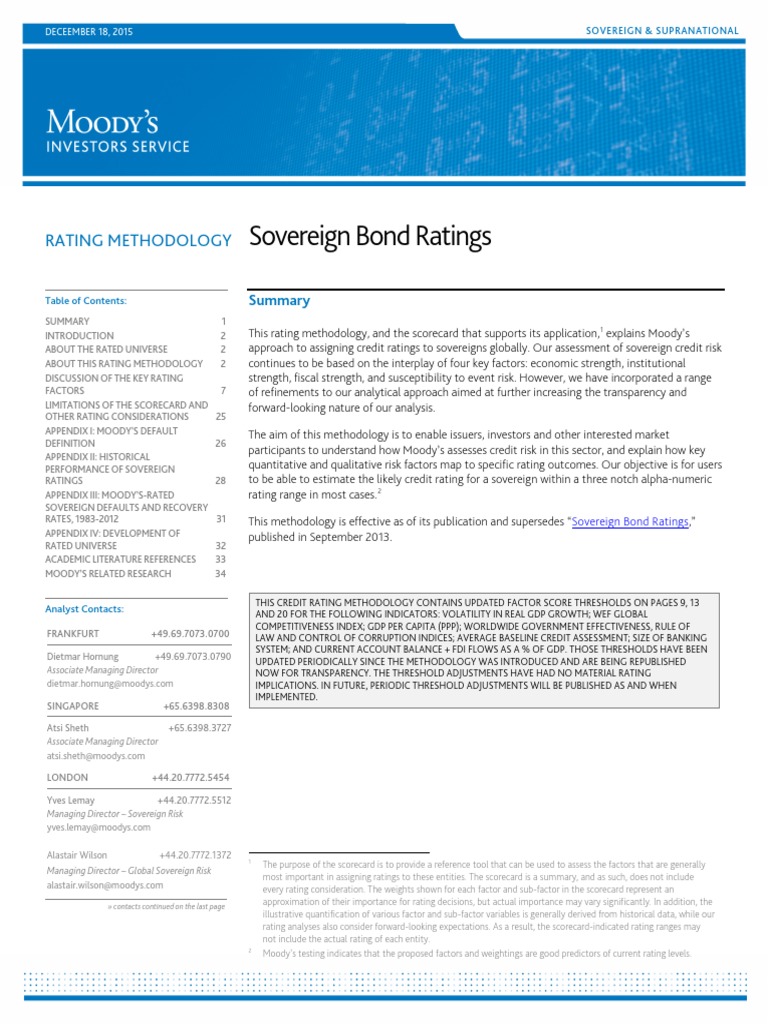Moodys Sovereign Methodology 2015 | PDF | Credit Rating | Sovereign Default