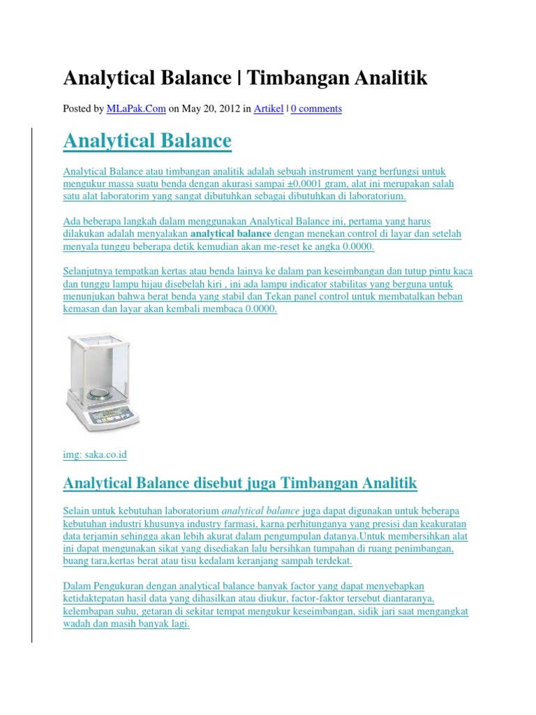 Analytical Balance | PDF