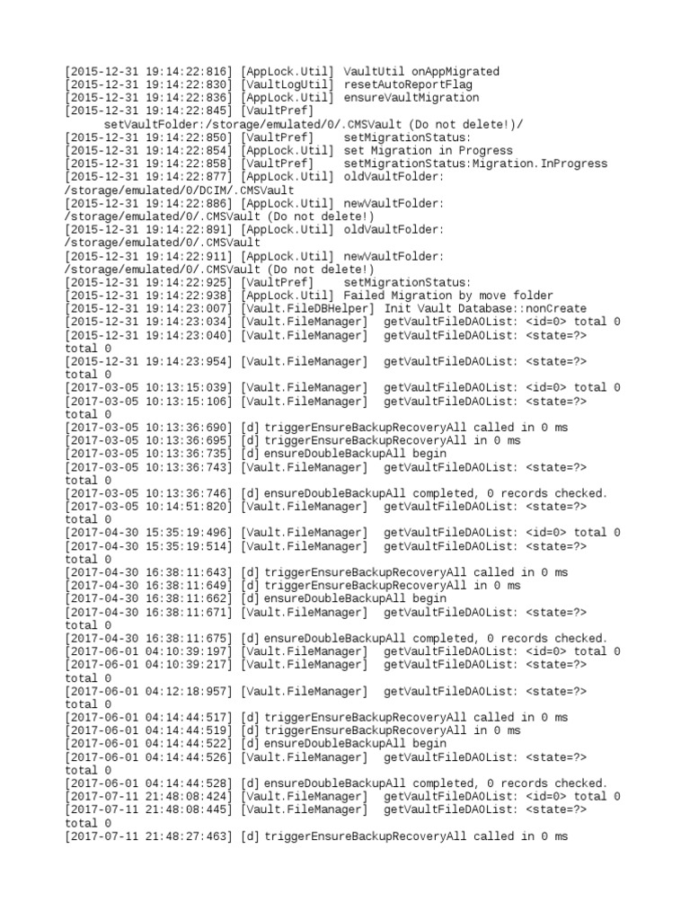 Vault Log | PDF | Utility Software | Data Management Software