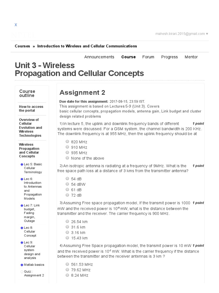 Introduction To Wireless and Cellular Unit 3 - Wireless Propagation and ... Introduction To Wireless and Cellular Unit 3 - Wireless Propagation and ...