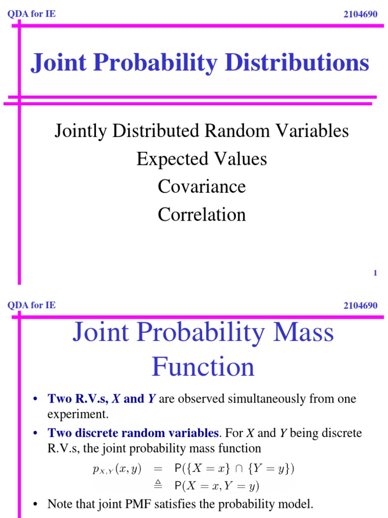 5 Joint Probability Distribution | Covariance | Probability Distribution