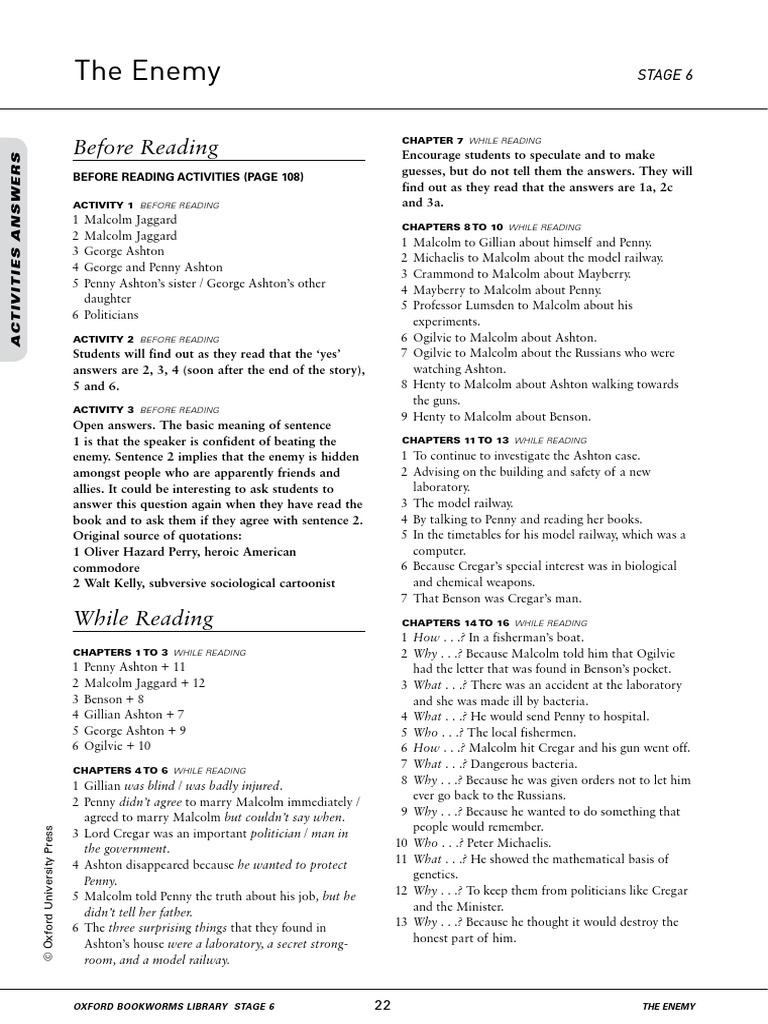 Book Activities, The Enemy