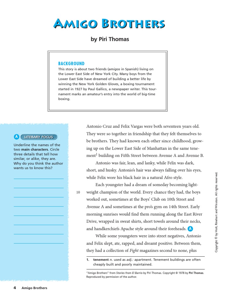 Amigo+Brothers+Story - Piri Thomas.pdf | Sports | Leisure