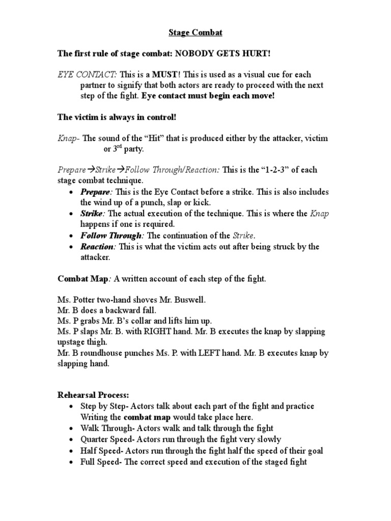 Stage Combat Techniques and Safety Rules | PDF | Individual Sports ...