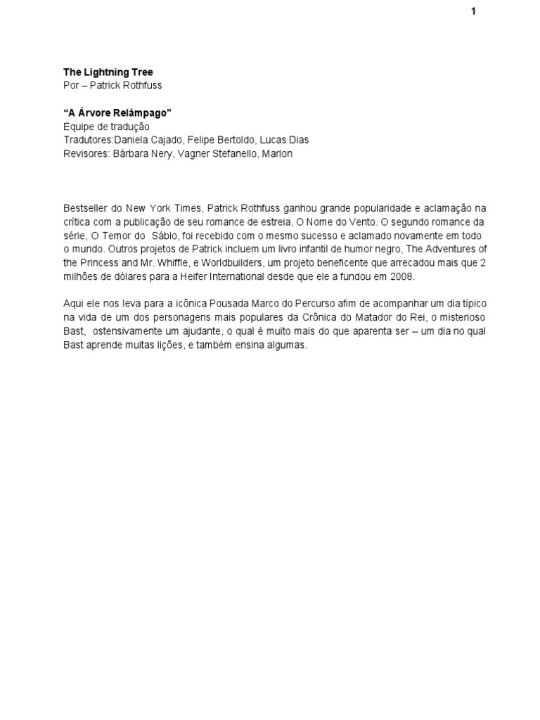 "A Árvore Relâmpago" Por Pat Rothfuss PDF | PDF | Tempo | Árvores