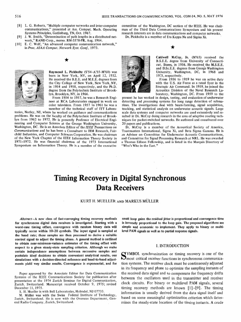 Timing Recovery Techniques for Data Receivers | PDF | Sampling (Signal ...