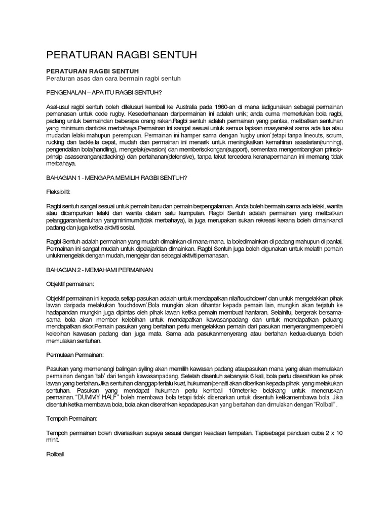 Peraturan Ragbi Sentuh | PDF