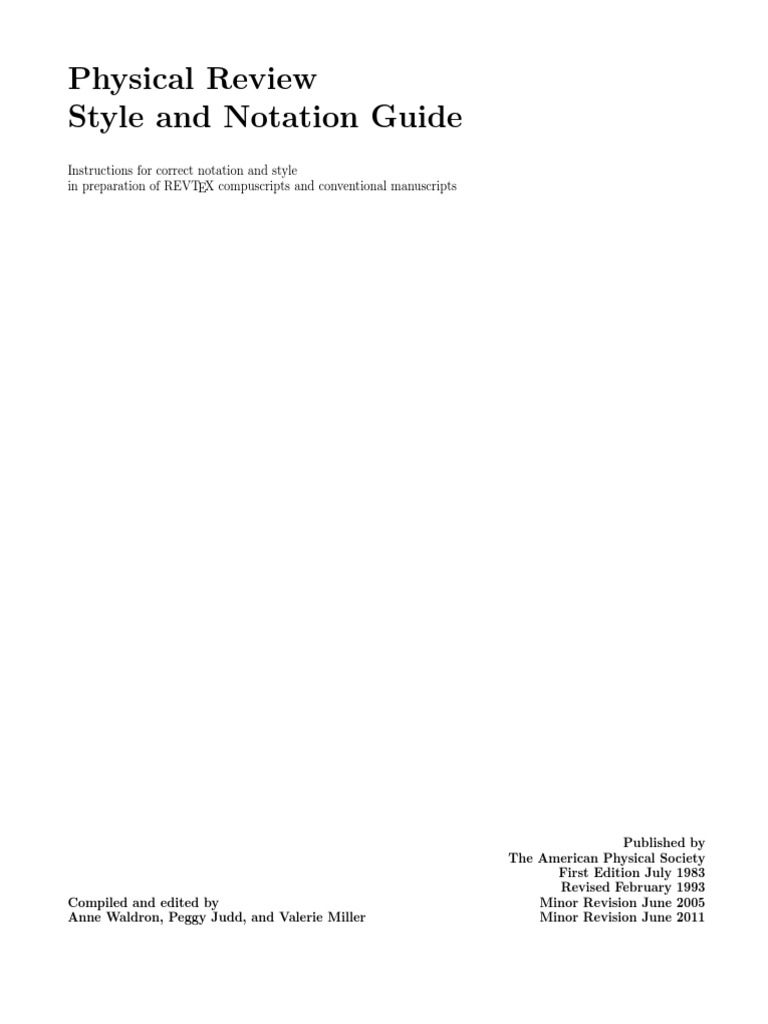 Physical Review Style and Notation Guide | PDF