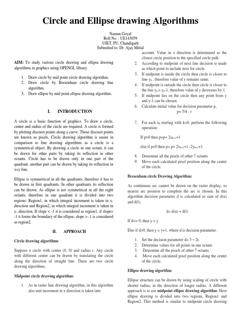 Circle and Ellipse Drawing Algorithm | PDF | Computer Graphics | Areas Of Computer Science