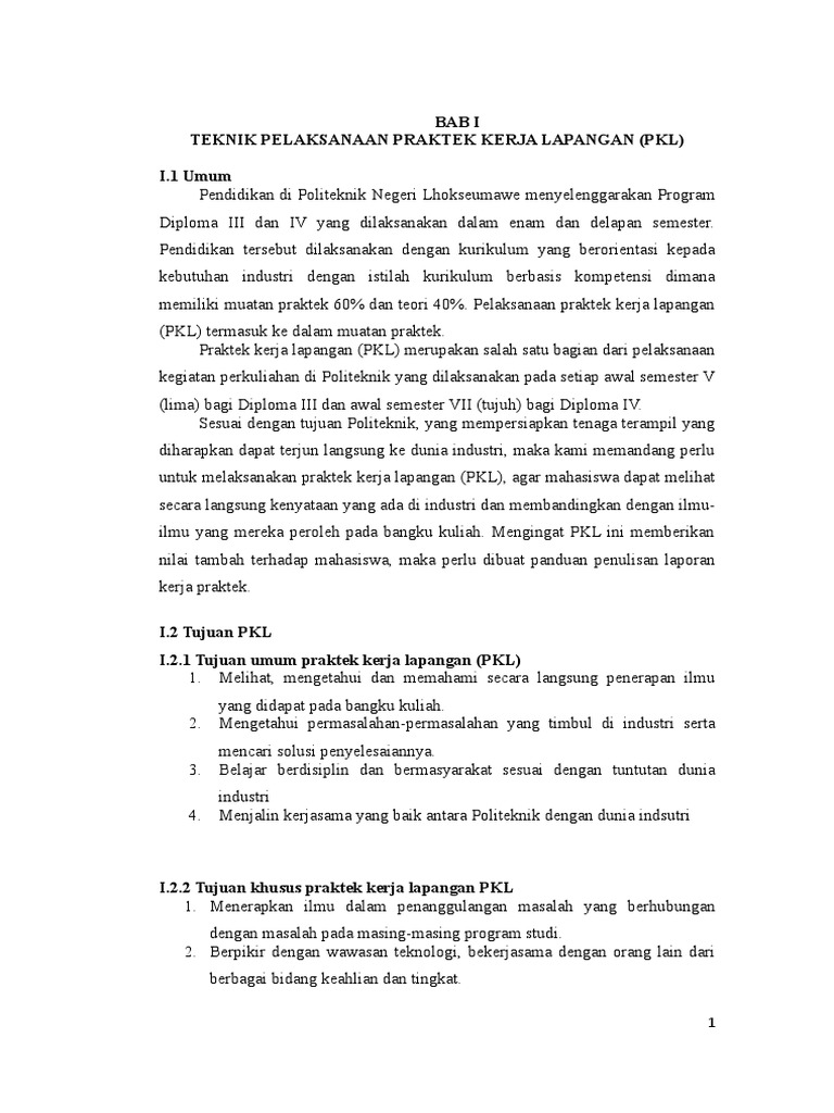 Documents - Tips - Format Laporan PKL Politeknik Negeri Lhokseumawe | PDF