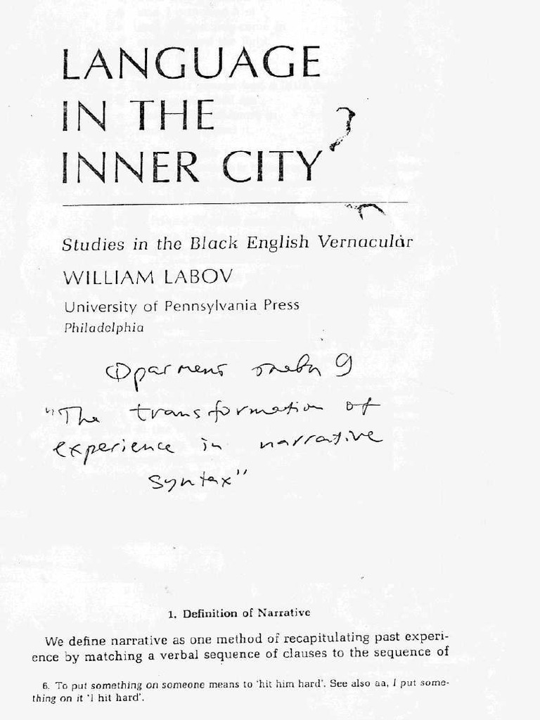 Labov W Language in The Inner City | PDF
