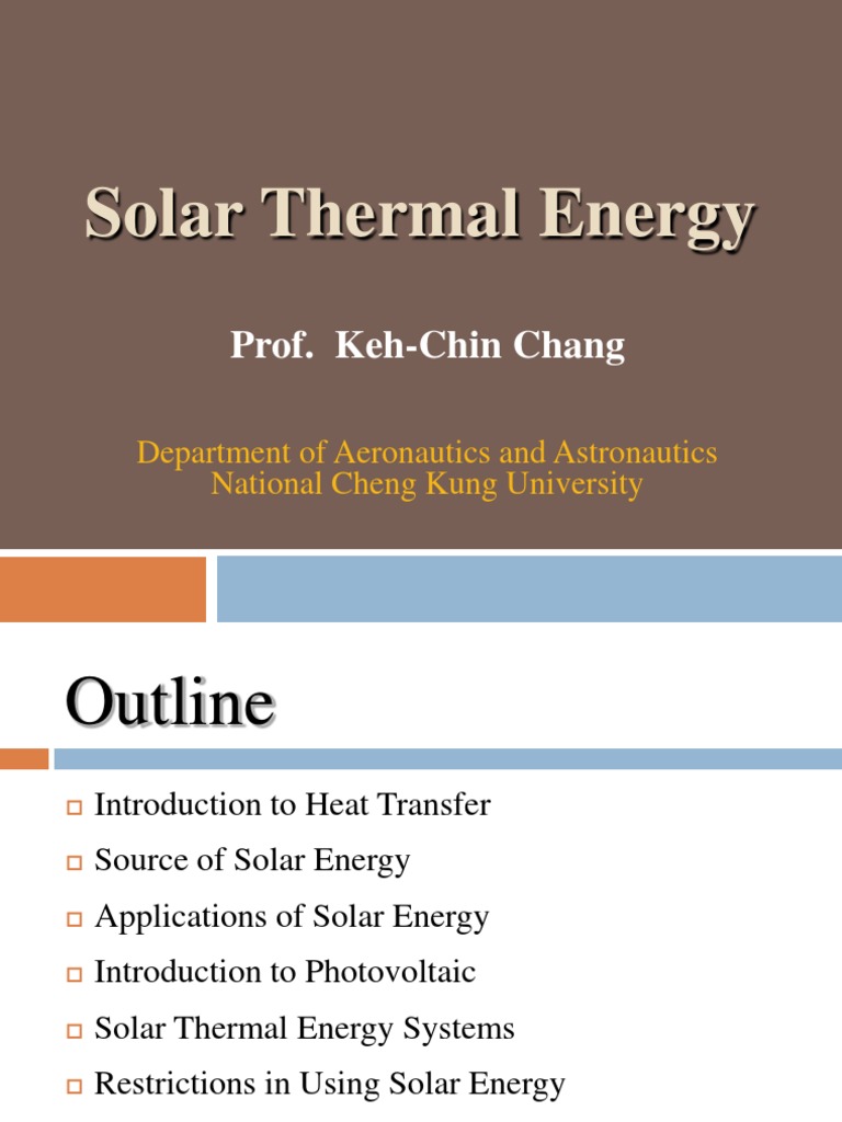 Lecture Notes of Solar Thermal Energy | PDF | Heat Transfer | Solar Energy