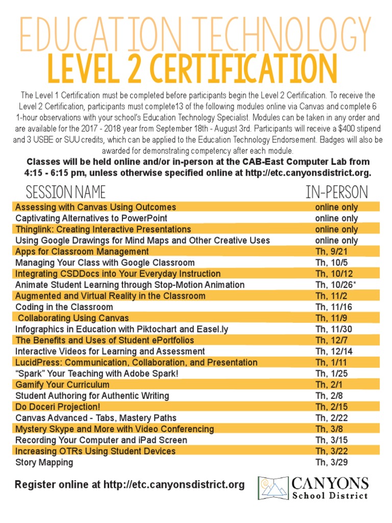 2017-18 Level 2 Certification Final | PDF | Educational Technology ...