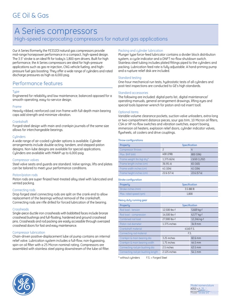 GE High Speed Compressors | PDF | Piston | Cylinder (Engine)