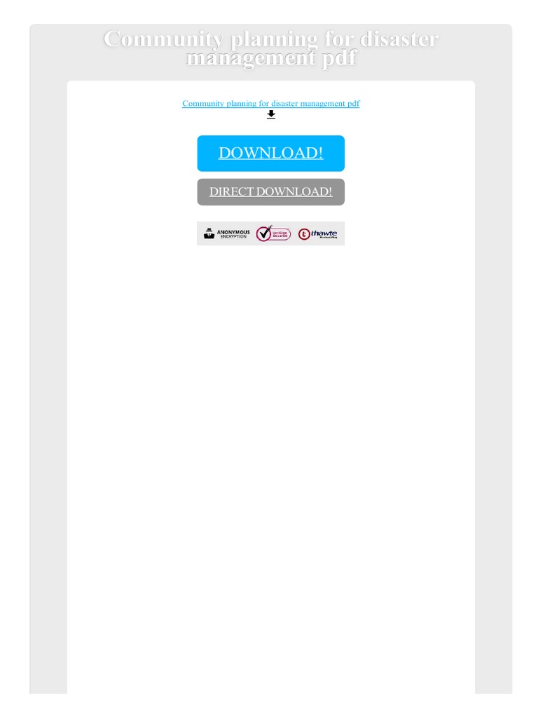 Community Planning For Disaster Management PDF | PDF | Emergency ...