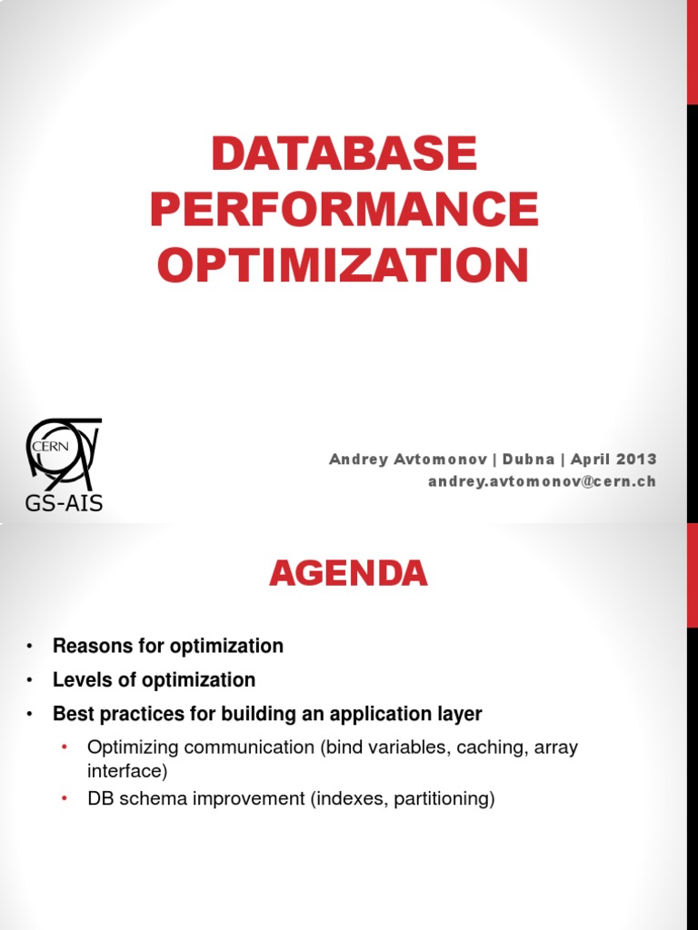 Database Performance Optimization. Andrey Avtomonov | PDF | Database Index | Cache (Computing)