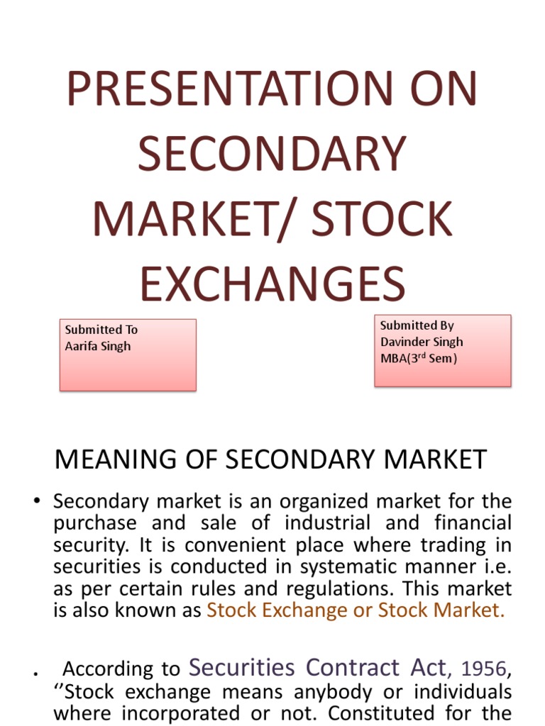 Overview of Secondary Market Functions | PDF | Order (Exchange ...