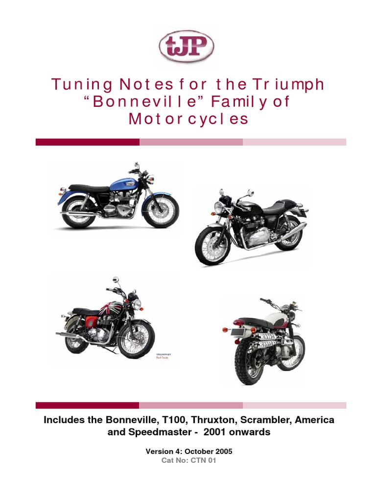 Tuning Notes For The Triumph "Bonneville" Family of Motorcycles | PDF ...