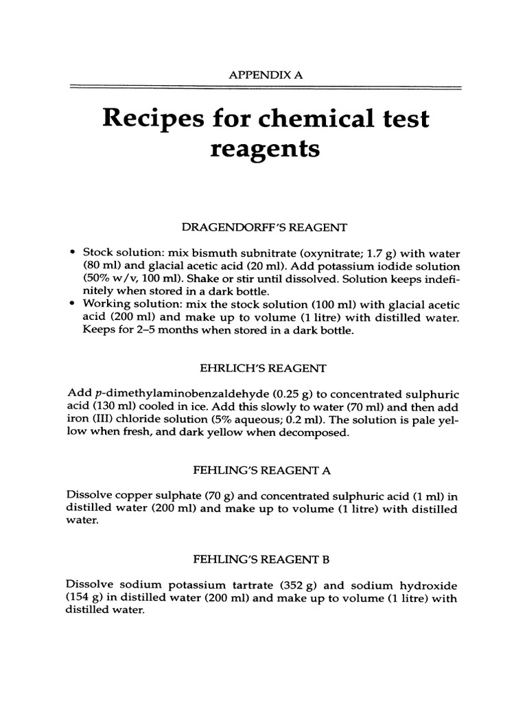 Recipes For Chemical Test Reagents: ML) ML) | PDF | Chromatography ...